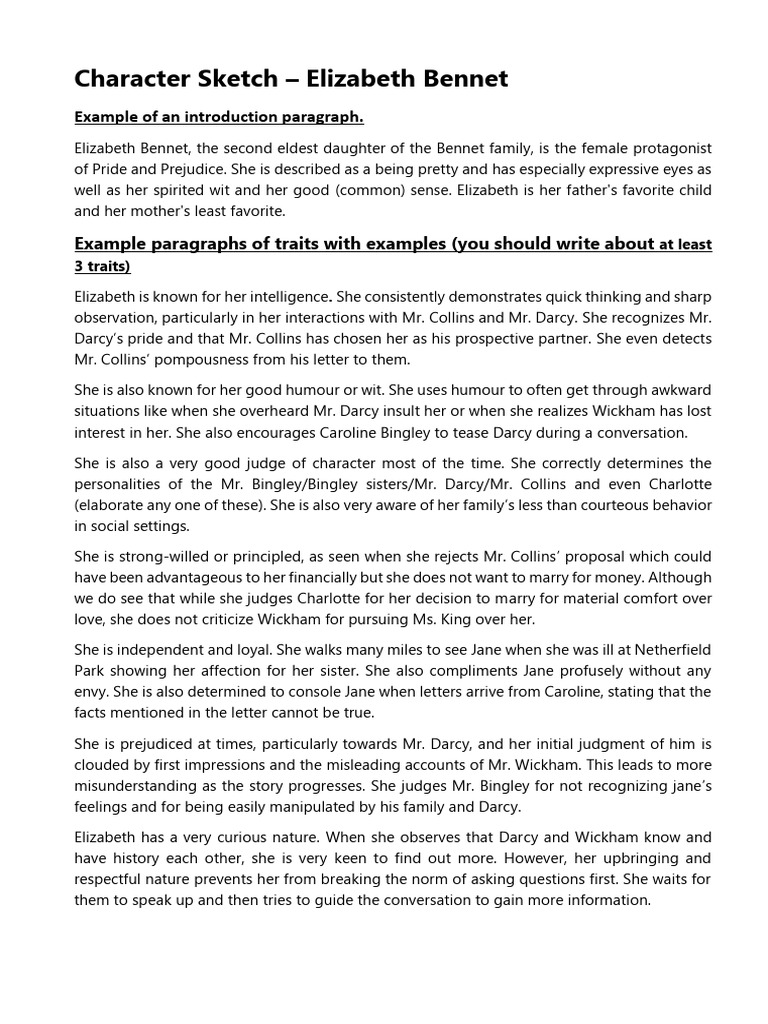 Example of A Character Sketch | PDF