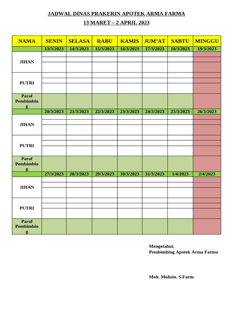 Jadwal Apotek Arma Farma | PDF