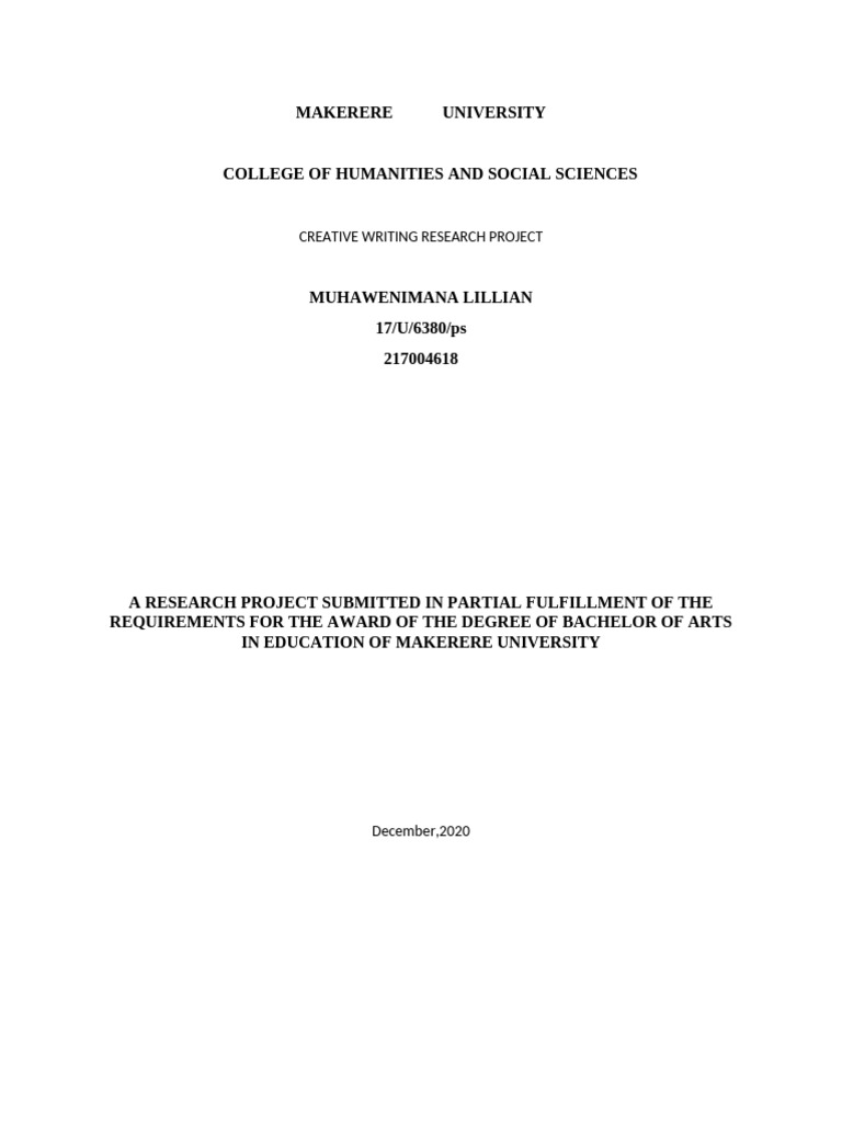 Creative Writing Research Project | PDF