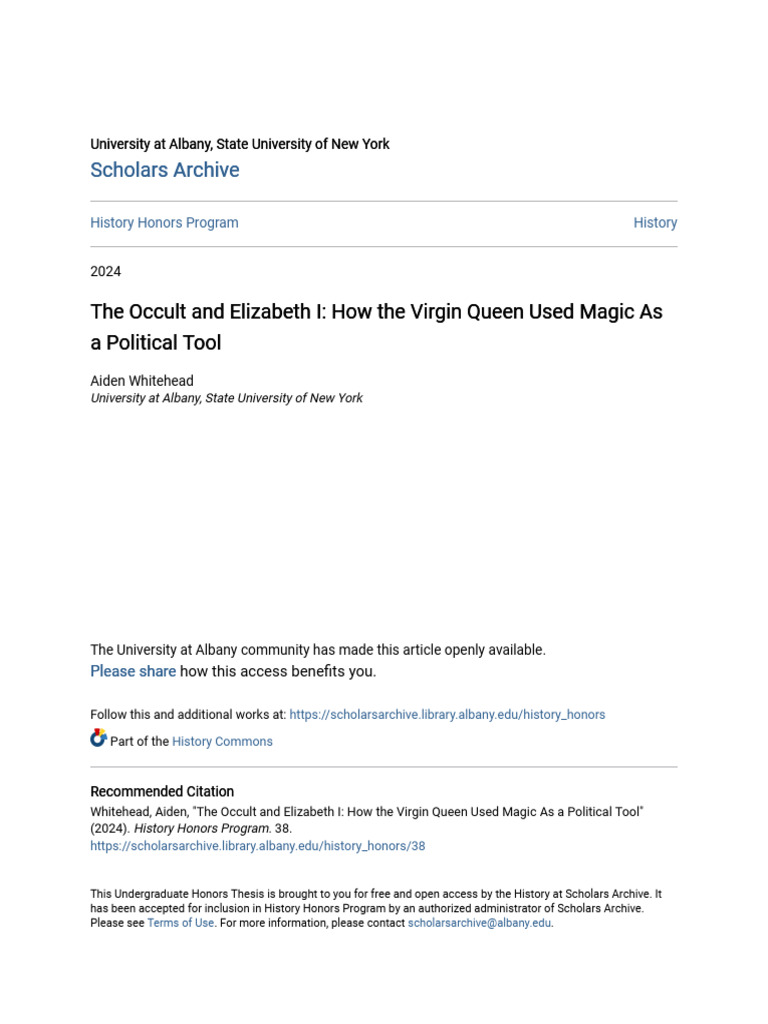Elizabeth I's Use of Magic in Politics | PDF | Alchemy | House Of Tudor