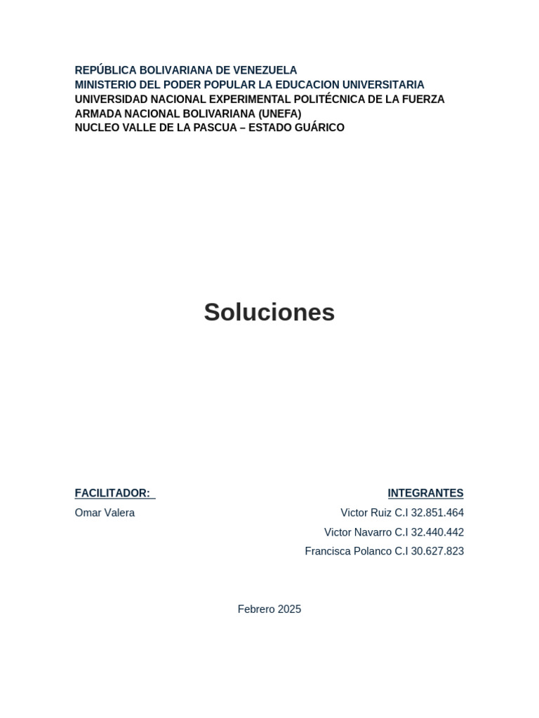 Soluciones (1) | PDF | Concentración | Mezcla