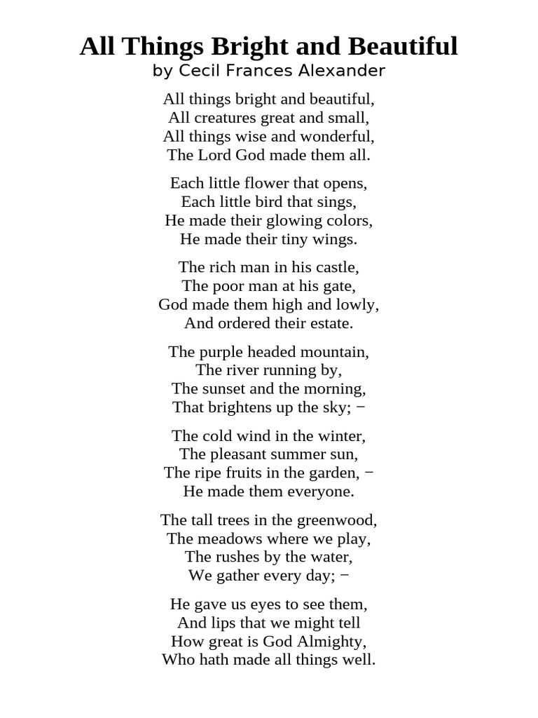 All Things Bright and Beautiful | PDF