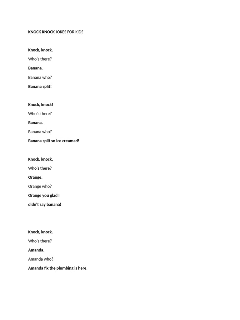 Fun Knock-Knock Jokes for Kids | PDF | Foods
