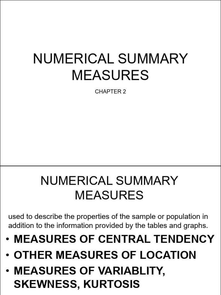 MAT-08-Engineering-Data-Analysis-NUMERICAL SUMMARY MEASURES | PDF | Skewness | Variance