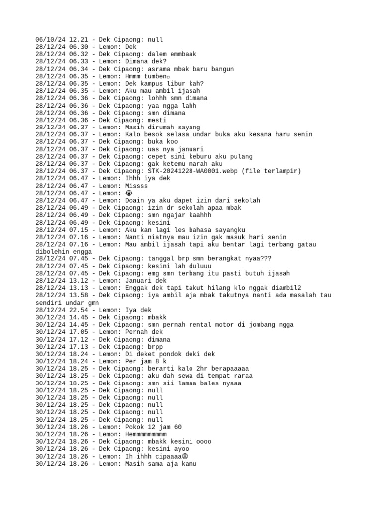 Chat WhatsApp Dengan Dek Cipaong | PDF
