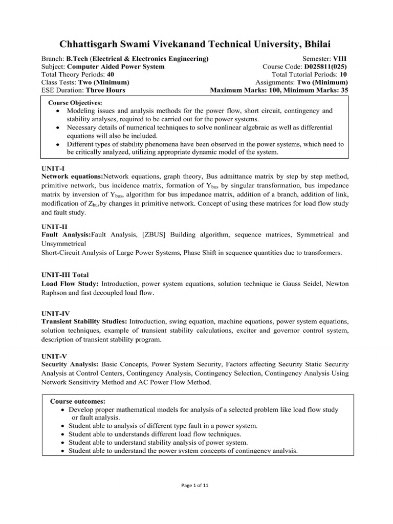 EEE BTech Syllabus 8th Sem | PDF