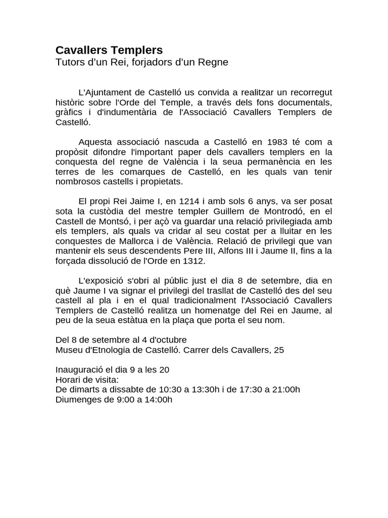 Cavallers Templers Diptic Val | PDF