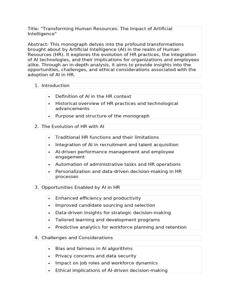 Transforming Human Resources - The Impact of Artificial Intelligence | PDF | Artificial ...