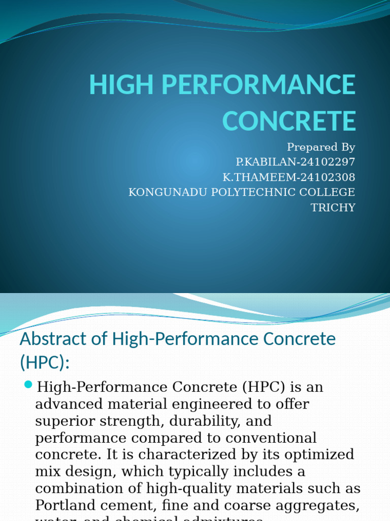 High Performance Concrete - Kongunadu | PDF | Concrete | Civil Engineering
