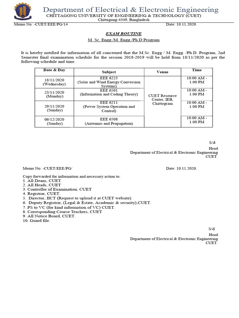 CUET EEE Exam Schedule 2020 | PDF | Electricity | Electronics