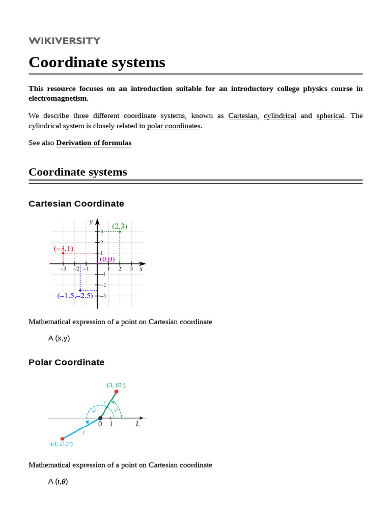 Coordinate_systems | PDF | Euclidean Vector | Integral