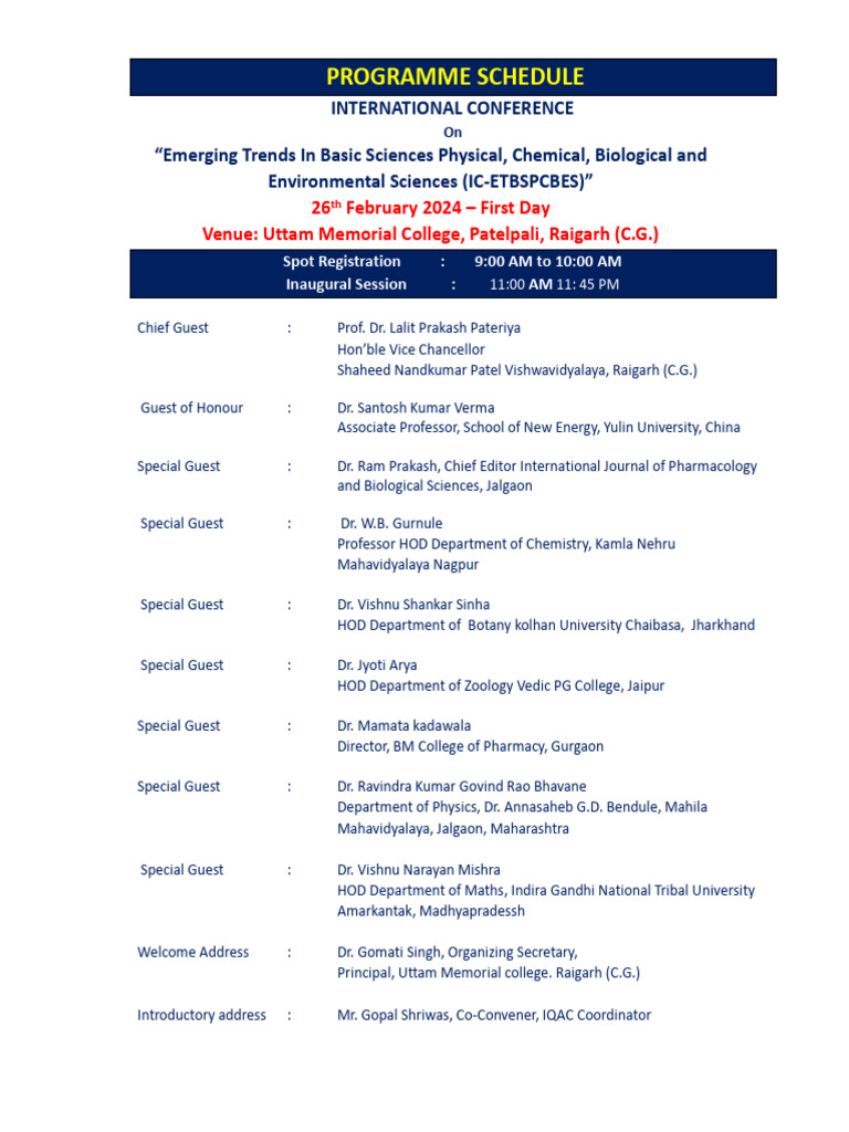 Schedule International ConF. - Final - C | PDF