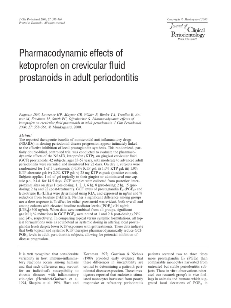 Pharmacodynamic Effect of Ketoprofen | PDF | Nonsteroidal Anti ...