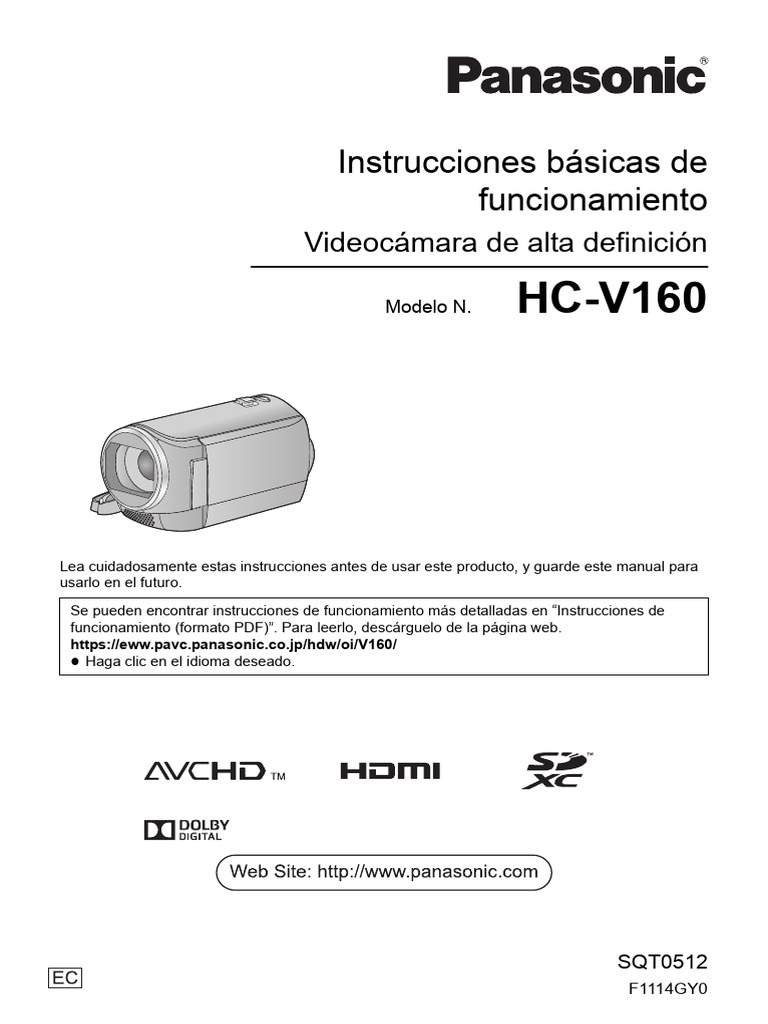 Guía de Uso Videocámara HD HC-V160 | PDF | Hdmi | USB