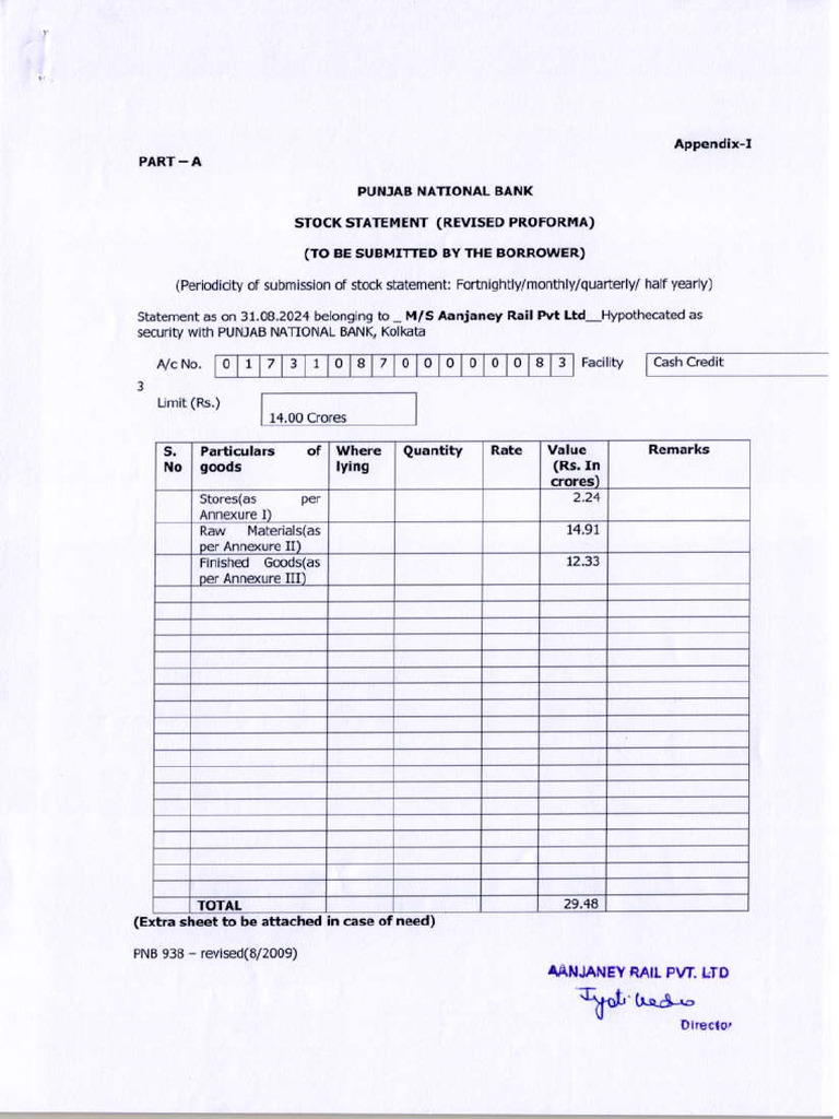 Arpl Stock Statement (1) | PDF
