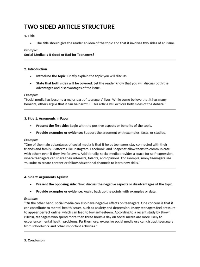 Two-Sided Article Structure Guide | PDF | Social Media | Popular ...