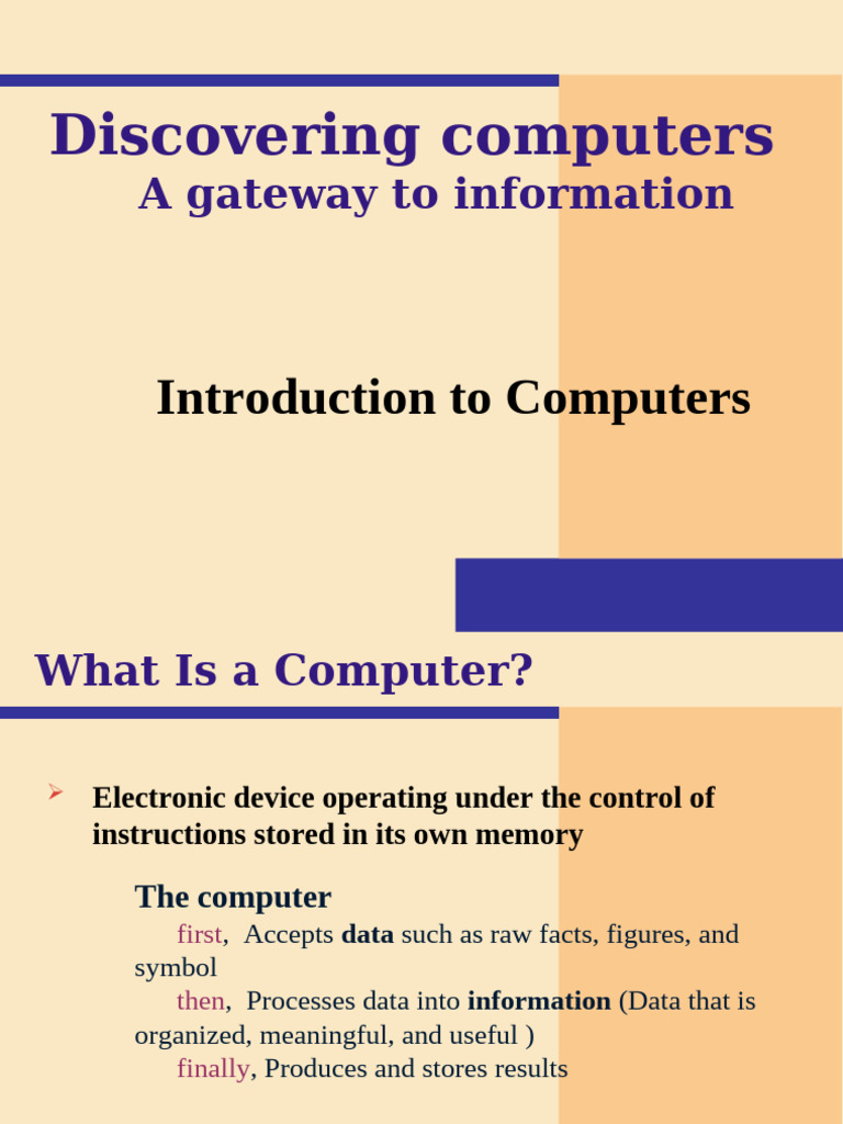 Introduction To Computers Lecture1 | PDF | Personal Computers | Laptop