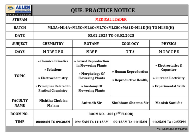 Que. Practice Notice: Medical Leader | PDF