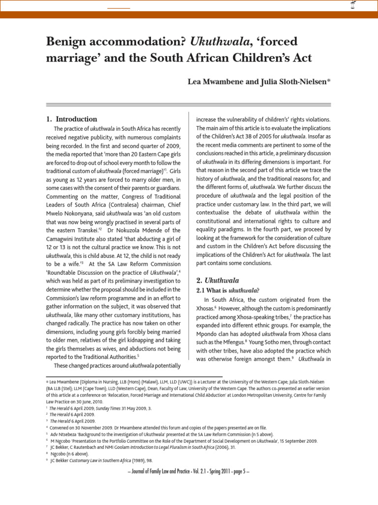 Ukuthwala Document | PDF | Human Rights | Marriage