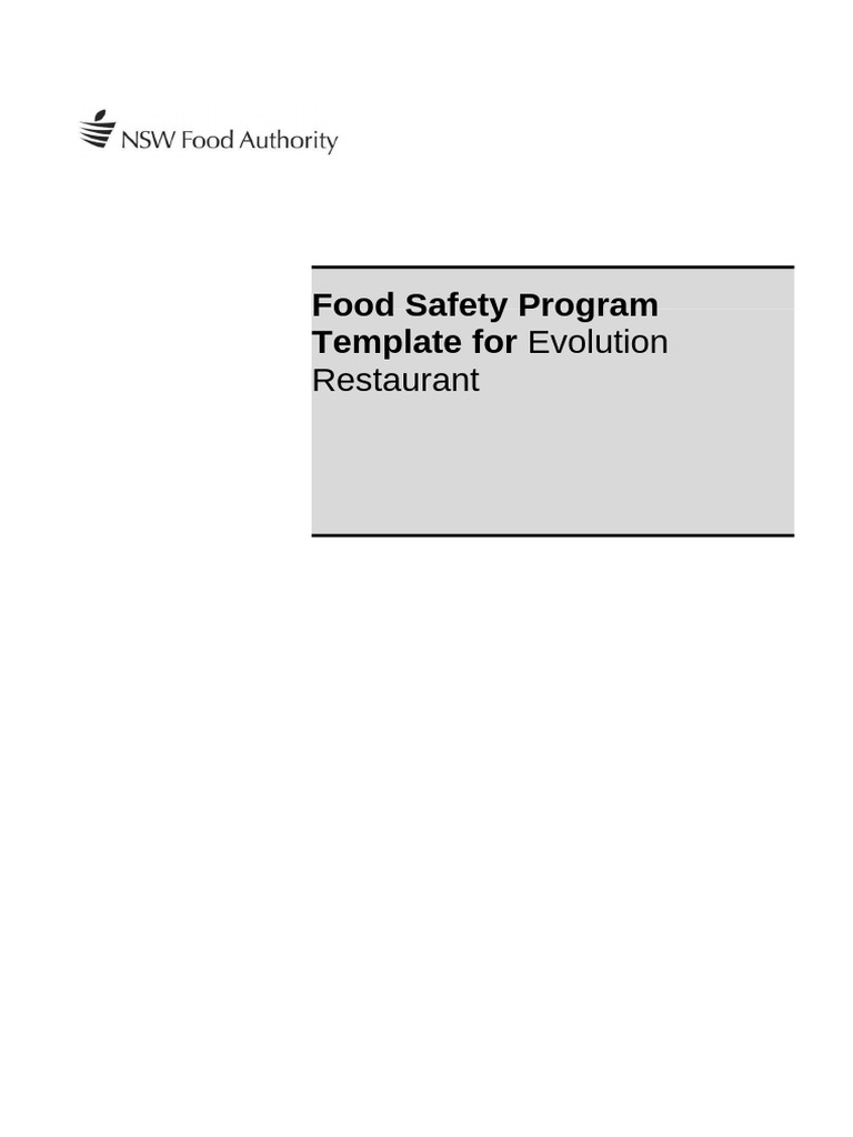 Food Safety Program Template for NSW | PDF | Food Safety | Hazard ...