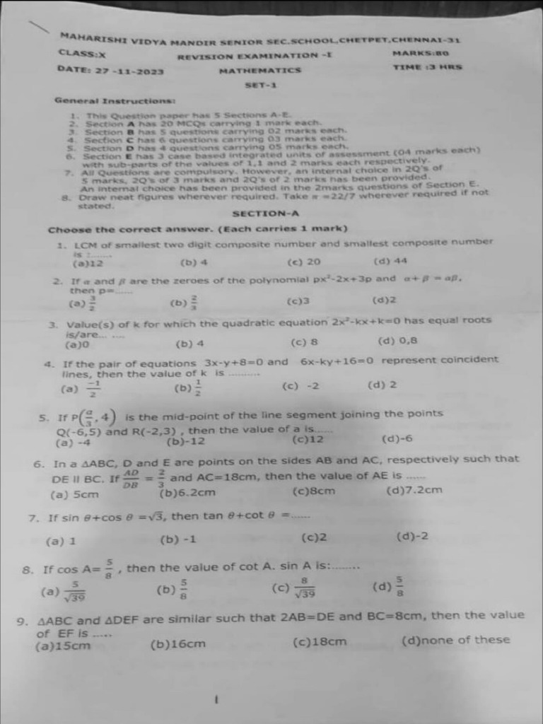 MVM REVISION-1 (2023-4) | PDF