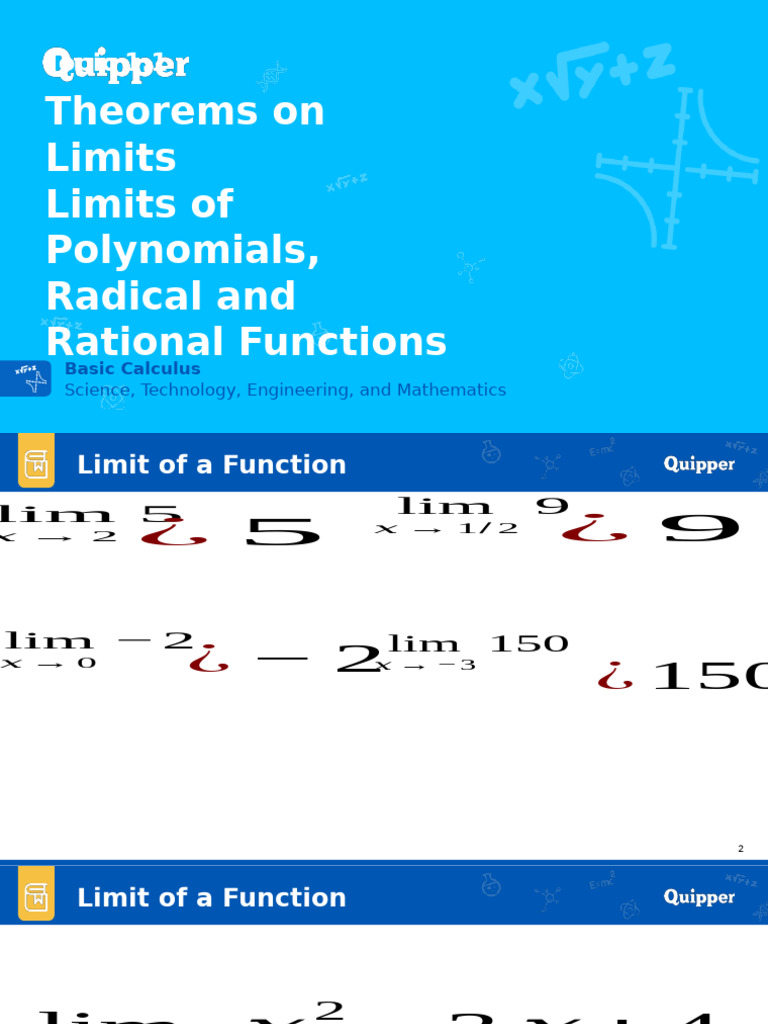 Theorems On Limits Limits of Polynomials Radical and Rational | PDF