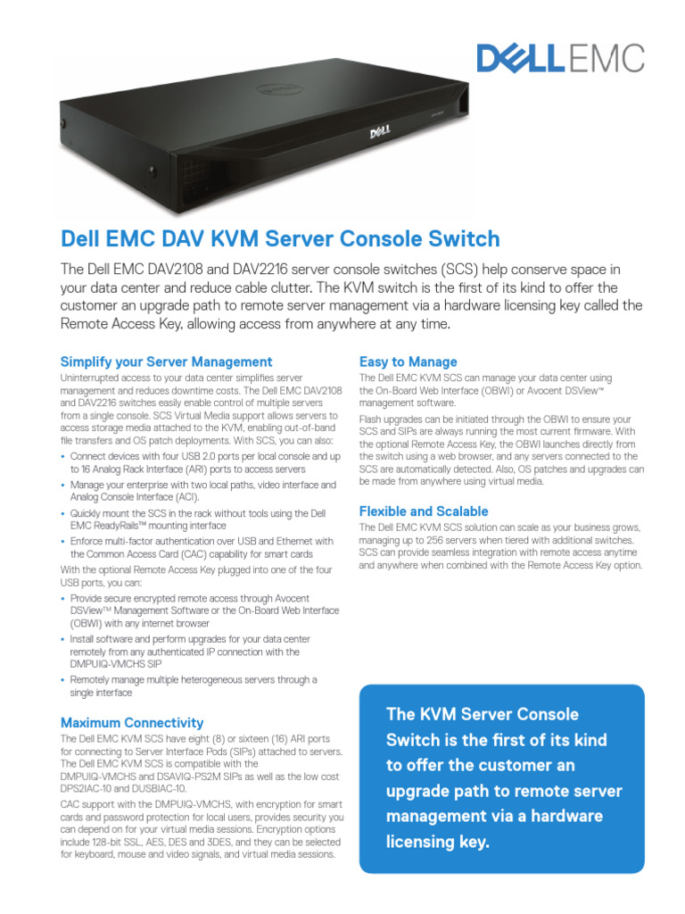 0217 Dell Analog - KVM DS | PDF | Server (Computing) | Computer Networking