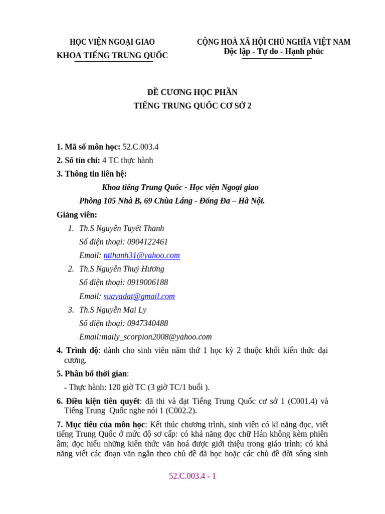 52 - C - 003 - 4 - Tieng Trung Co So 2 | PDF