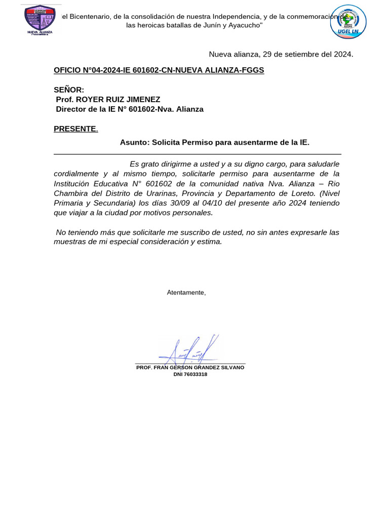 Oficio #10-2024-Solicitud Permiso - 110740 | PDF