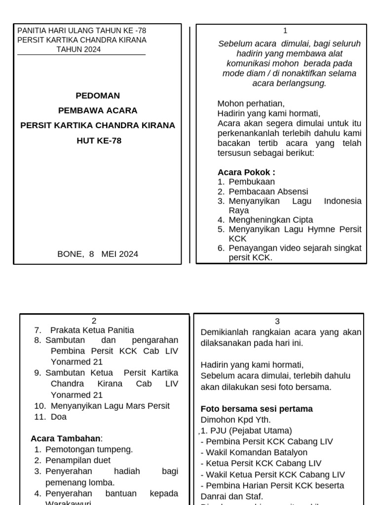 Panduan MC Hut Ke 78 | PDF