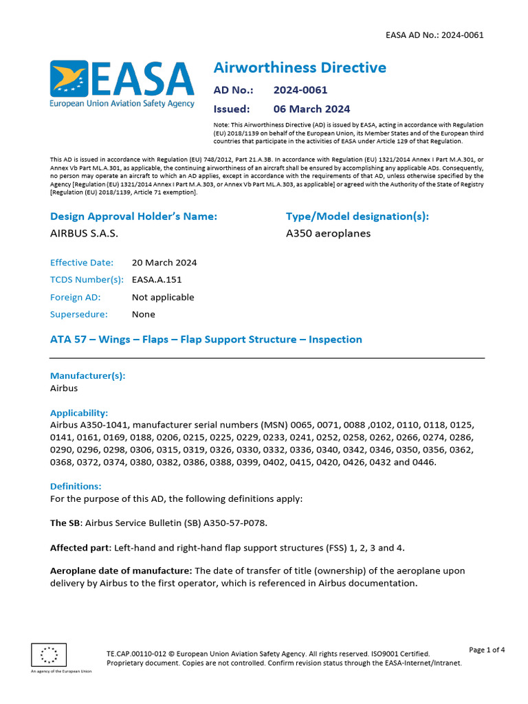 EASA_AD_2024-0061_1 | PDF | Aviation