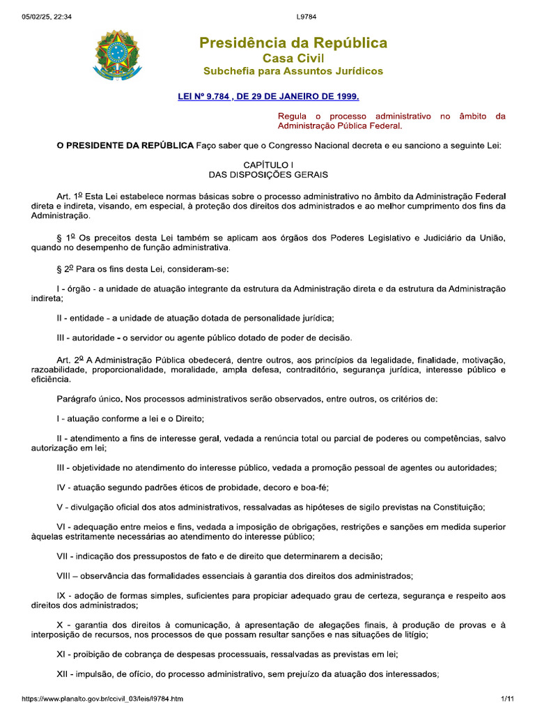 Lei 02 9784-99 | PDF