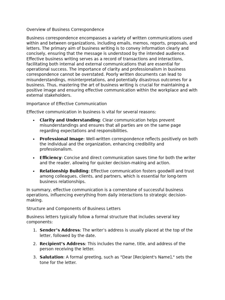 Business Correspondence Guide | PDF | Communication | Memorandum