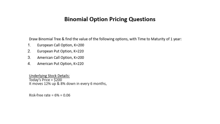 Binomial Option Pricing - Question | PDF