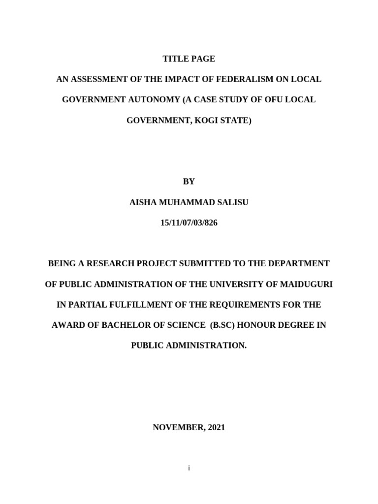 Aisha Muhammad Salisu 826 86 | PDF | Federation | Autonomy