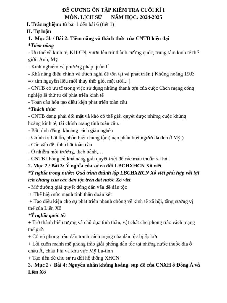 SỬ 11 CK1 2024-2025 | PDF