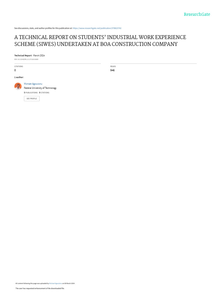 SIWES Report at BOA Construction Company | PDF | Beam (Structure) | Bending