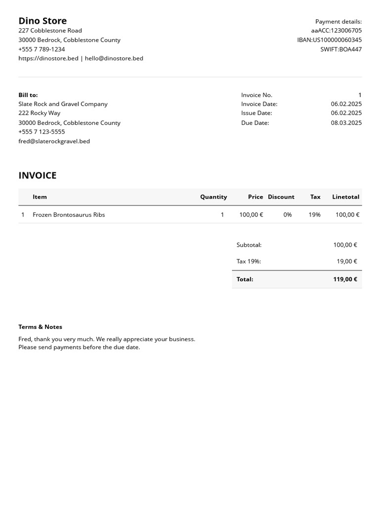 Invoice for Slate Rock Company | PDF