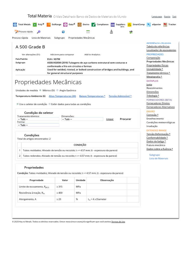 ASTM A 500 Grade B - Propriedades Mecânicas | PDF | Estresse (Mecânica ...