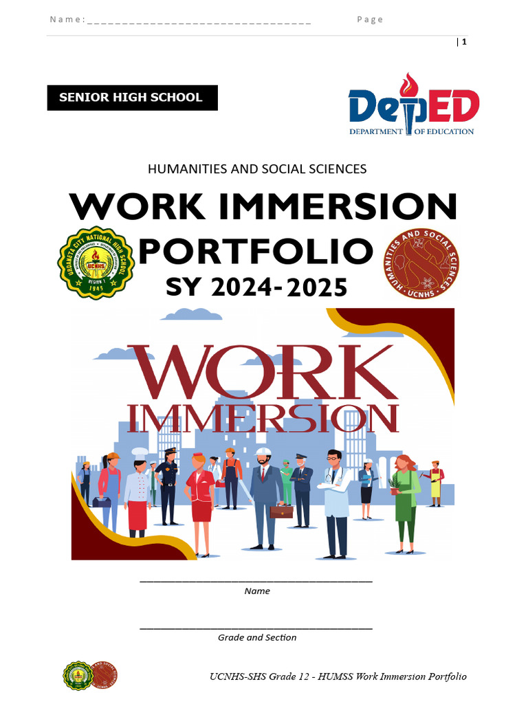 Work Immersion Portfolio 2025 | PDF | Employment | Minimum Wage