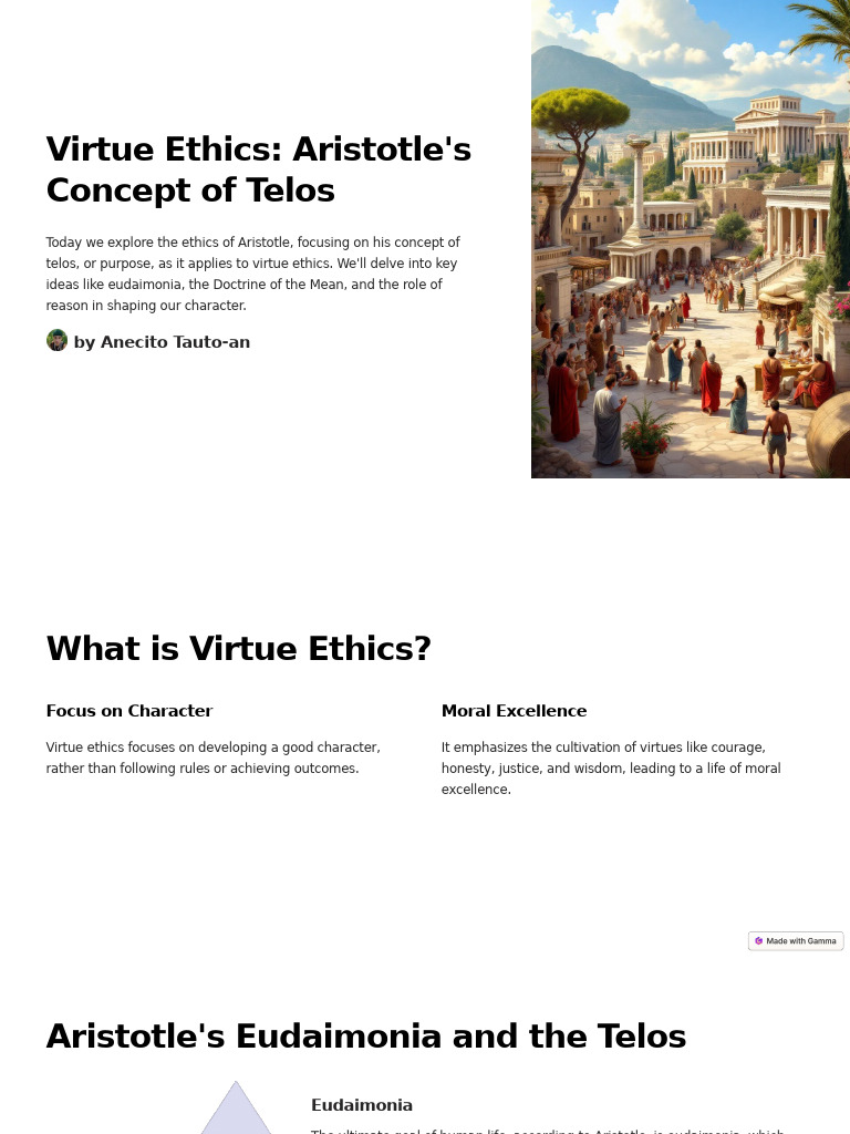 Virtue Ethics Aristotles Concept of Telos | PDF | Virtue | Virtue Ethics