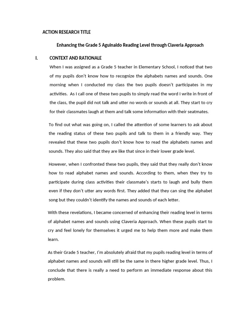 Claveria Approach for Grade 5 Reading | PDF | Linguistics | Learning