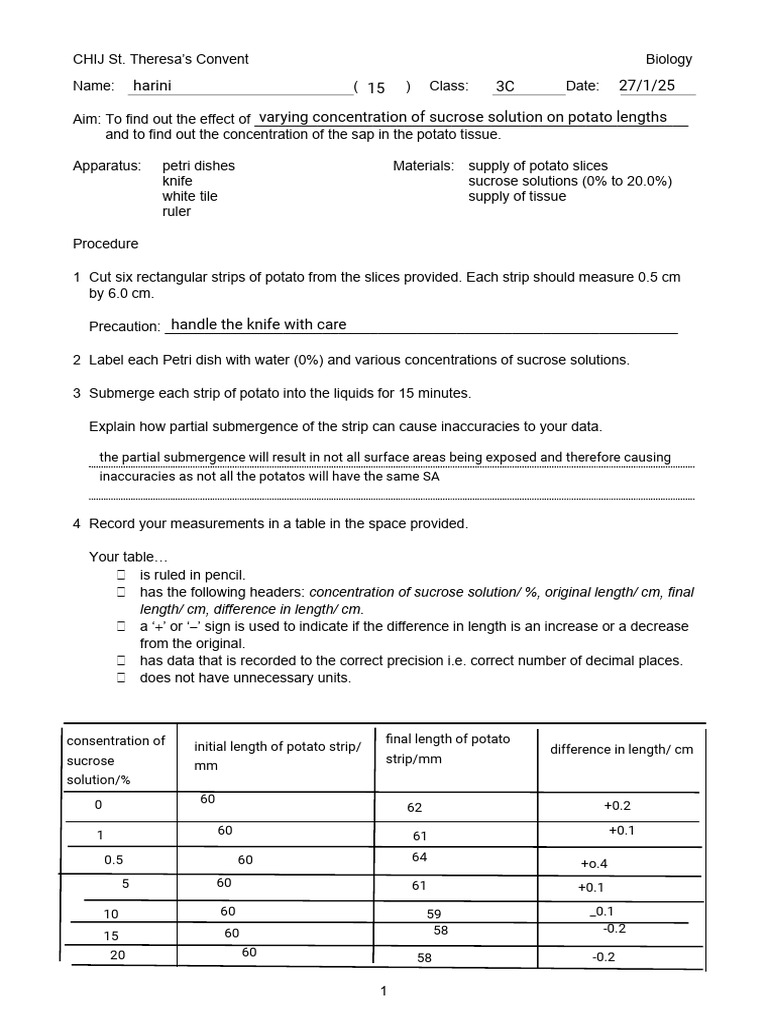 Harini Siva Rajan (Chijstcs) - 02 Osmosis- Potato 6093 | PDF