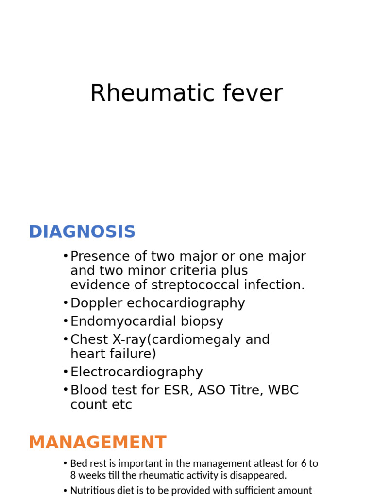 Rheumatic Fever Management and Diagnosis | PDF