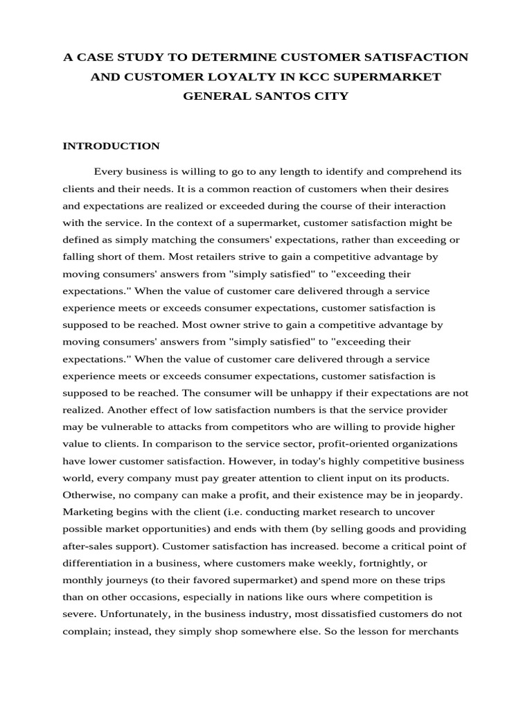 Supermarket Customer Loyalty Study | PDF | Survey Methodology | Customer