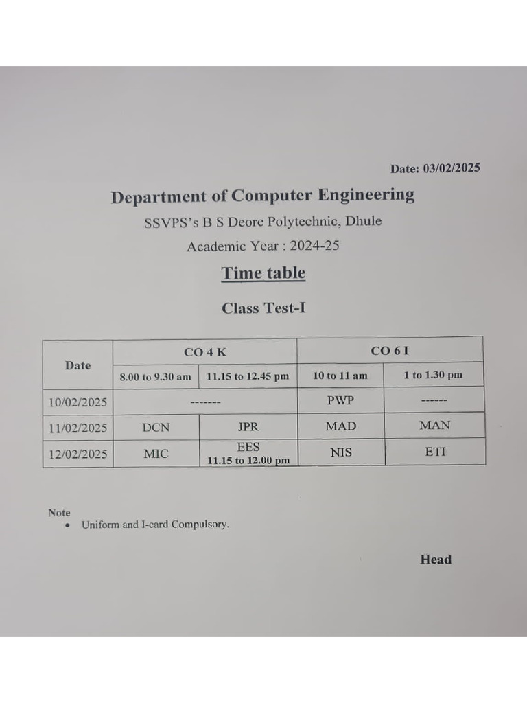 time table 2 | PDF