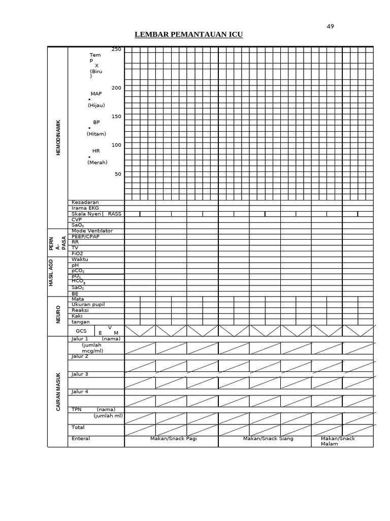 Lembar Pemantauan Icu | PDF