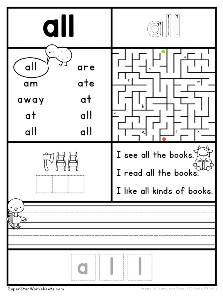 Kind Erg Arte Sight Word Worksheet All | PDF