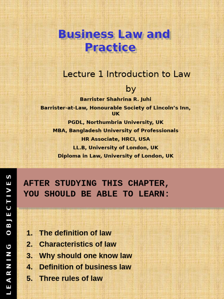 2024 Lecture 1 Introduction To Law | PDF | Business Law | Justice