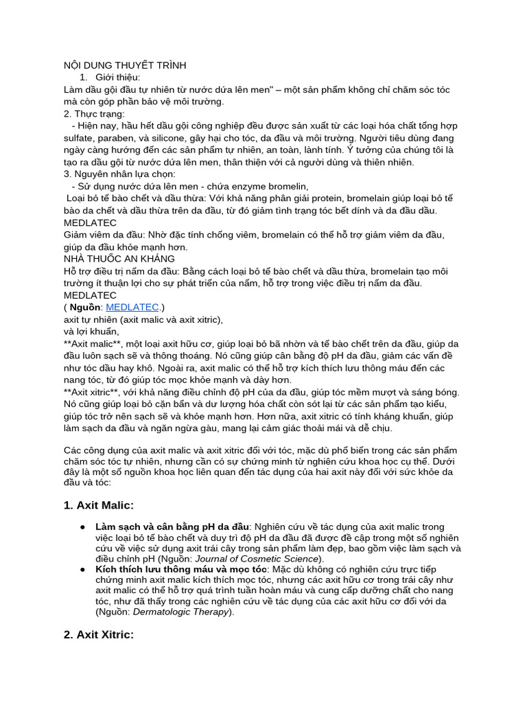 Medlatec: 1. Axit Malic | PDF